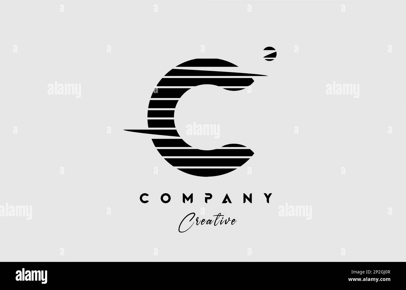 lines C alphabet letter logo icon design in black and white. Creative ...