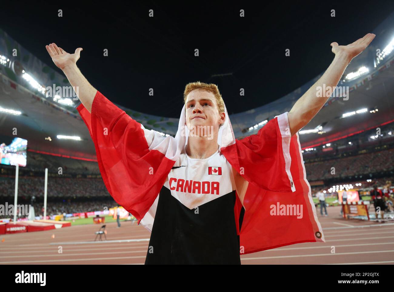 Canada's Shawnacy Barber celebrates after winning the gold medal in the ...