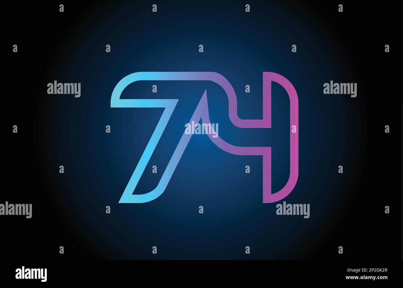 pink line 74 number logo icon design. Creative template for company and ...