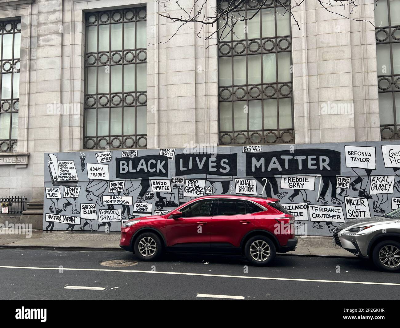 Black Lives Matter mural with the names of many young African Americans ...