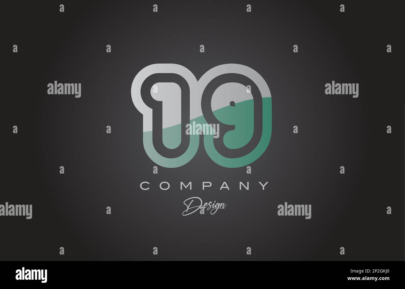 19 green grey number logo icon design. Creative template for business ...