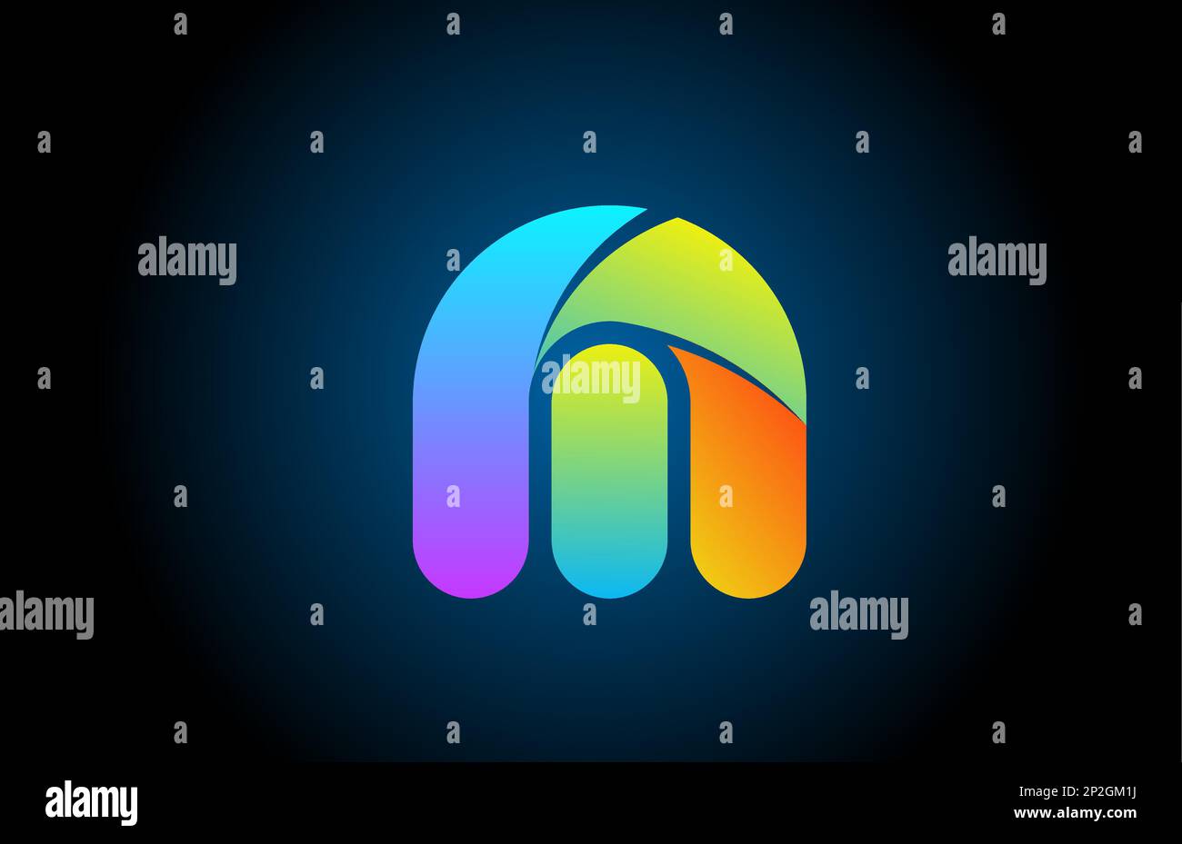 Colorful M alphabet letter logo icon design with blue yellow color ...