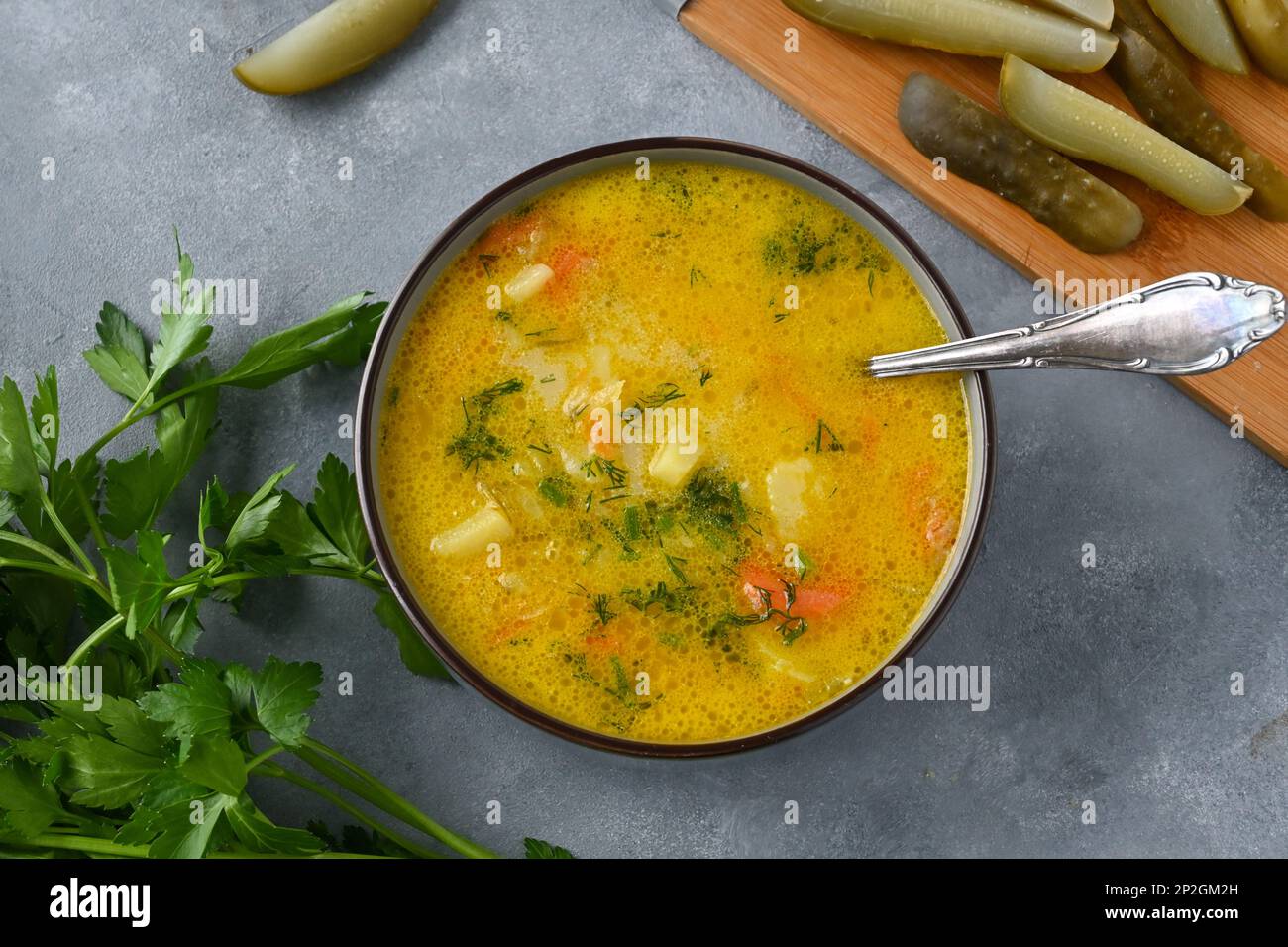Cucumber soup - traditional Polish soup with pickled cucumbers ...