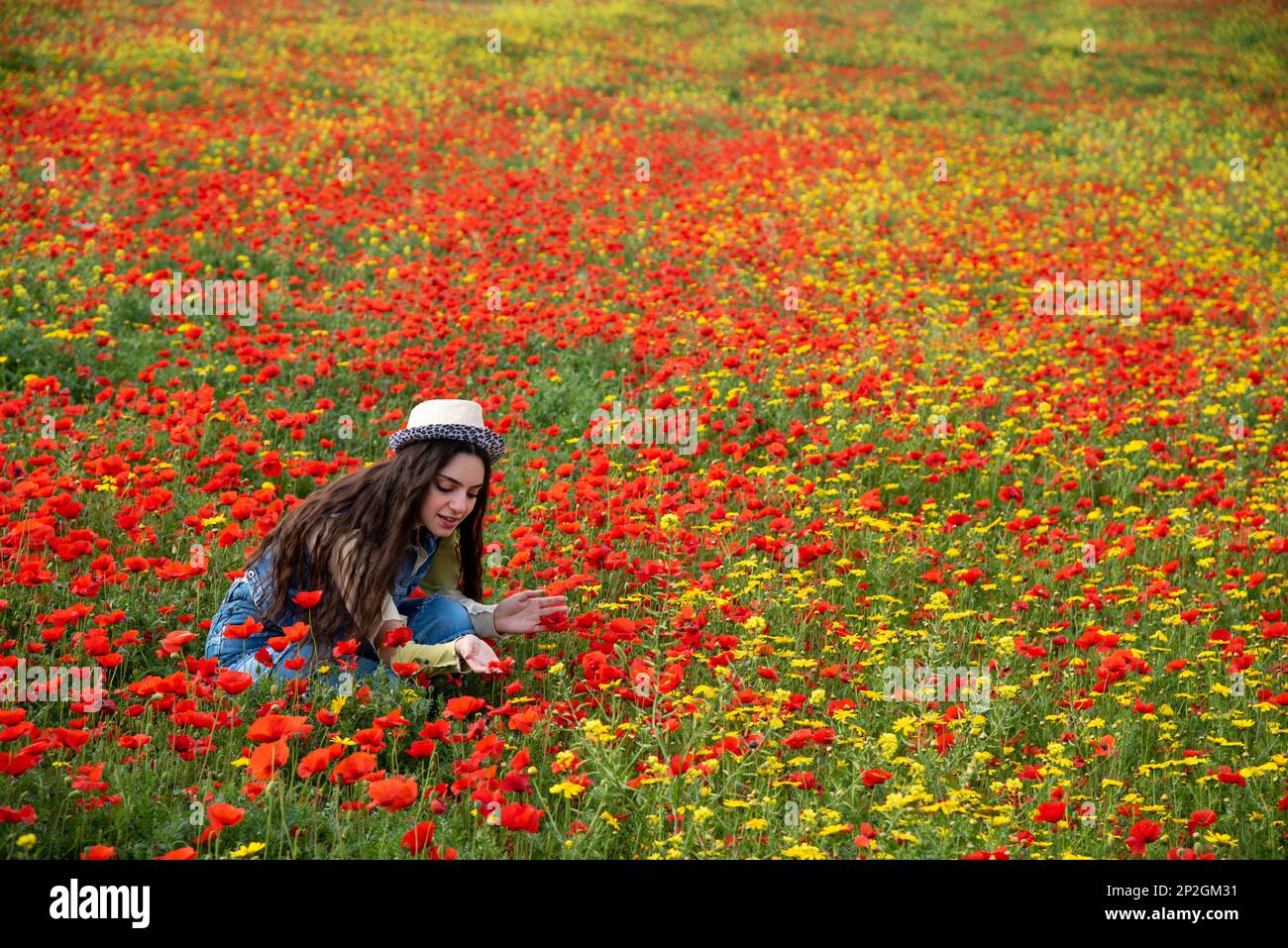 Woman laying poppy hi-res stock photography and images - Alamy