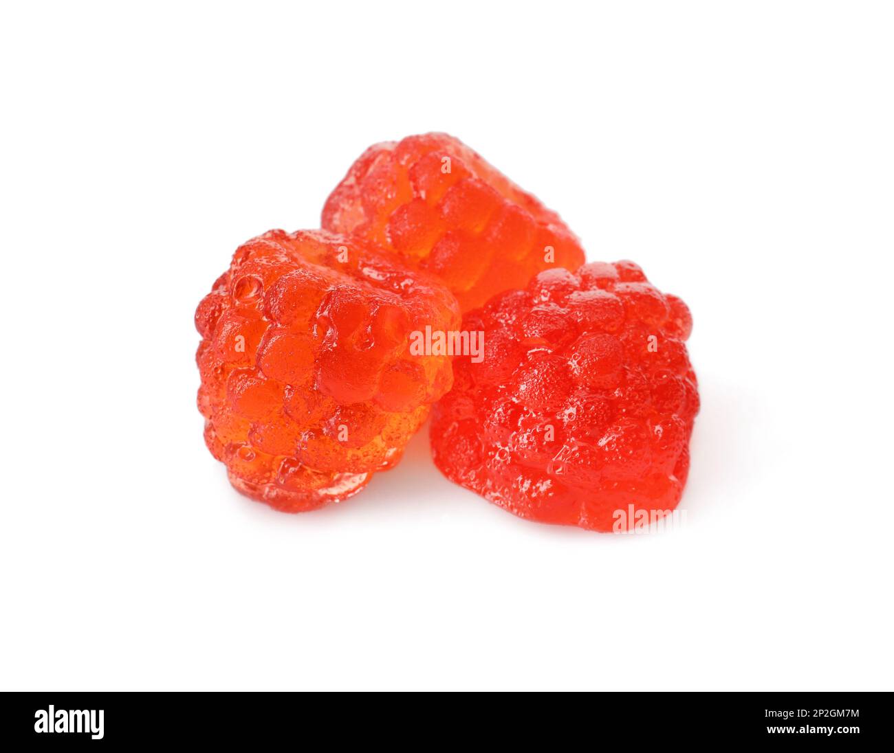 Delicious gummy raspberry candies on white background Stock Photo - Alamy