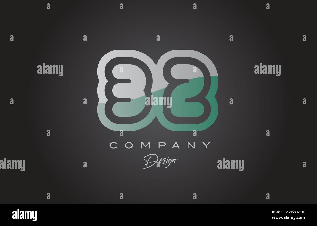 32 green grey number logo icon design. Creative template for business ...