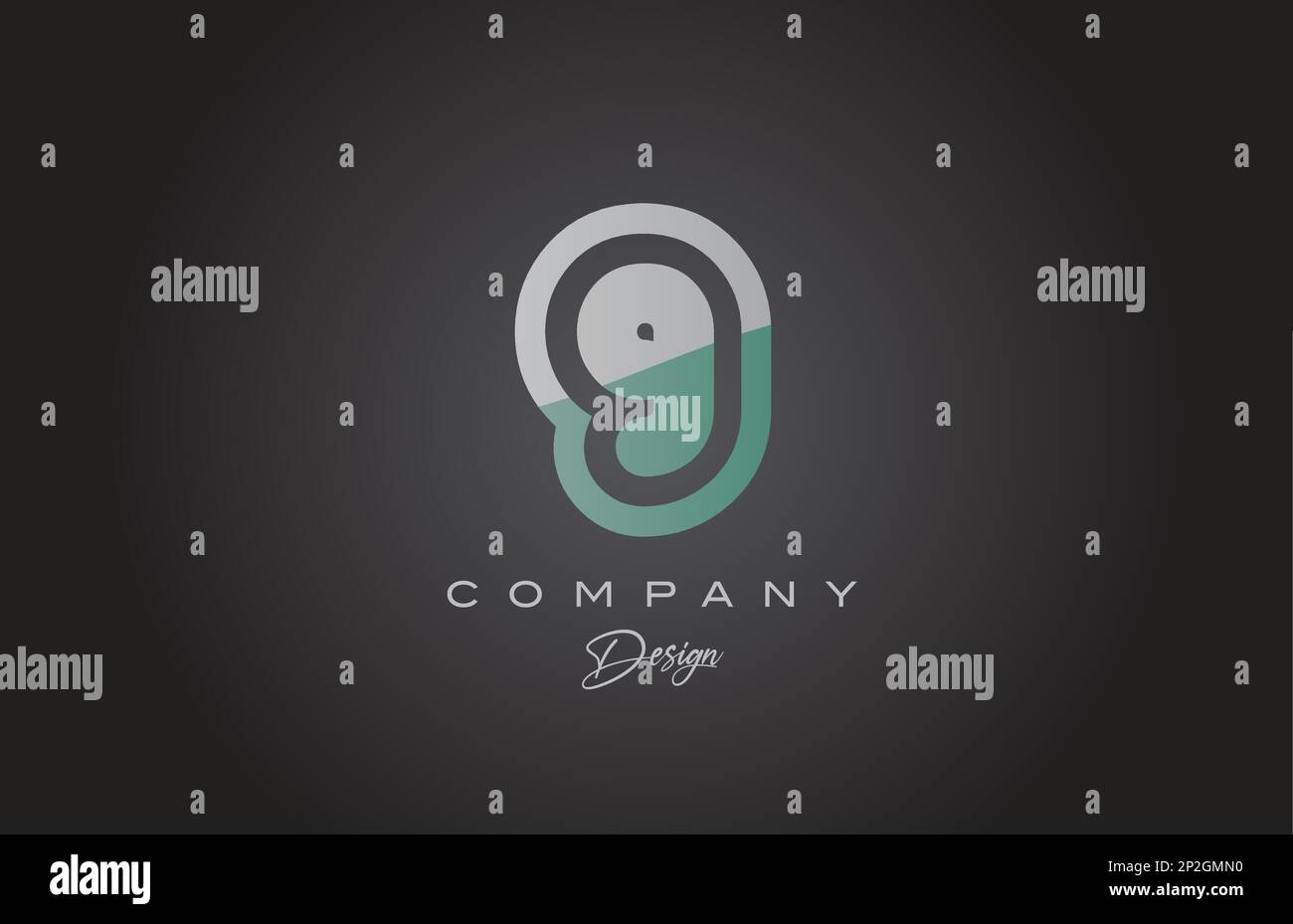 9 green grey number logo icon design. Creative template for business ...