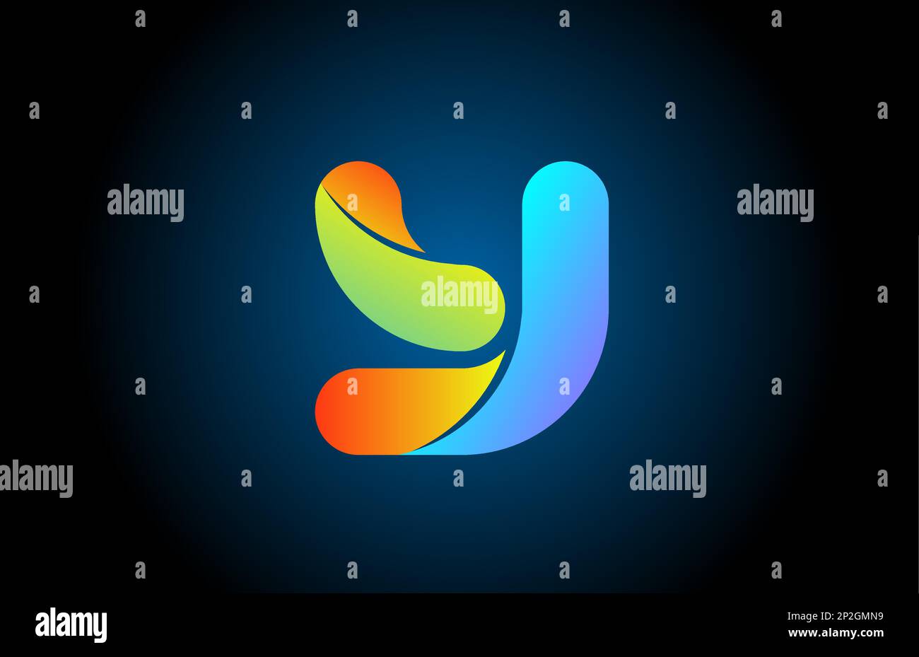 Colorful Y alphabet letter logo icon design with blue yellow color ...