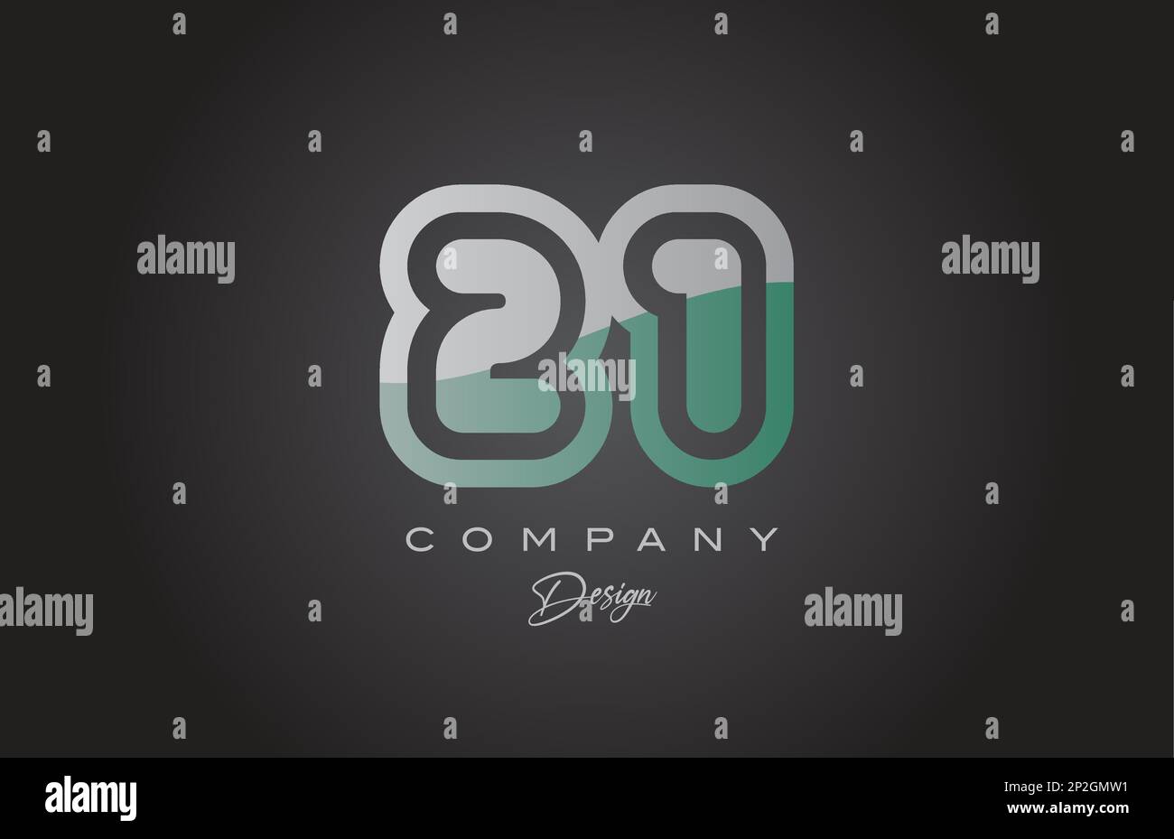 21 green grey number logo icon design. Creative template for business ...