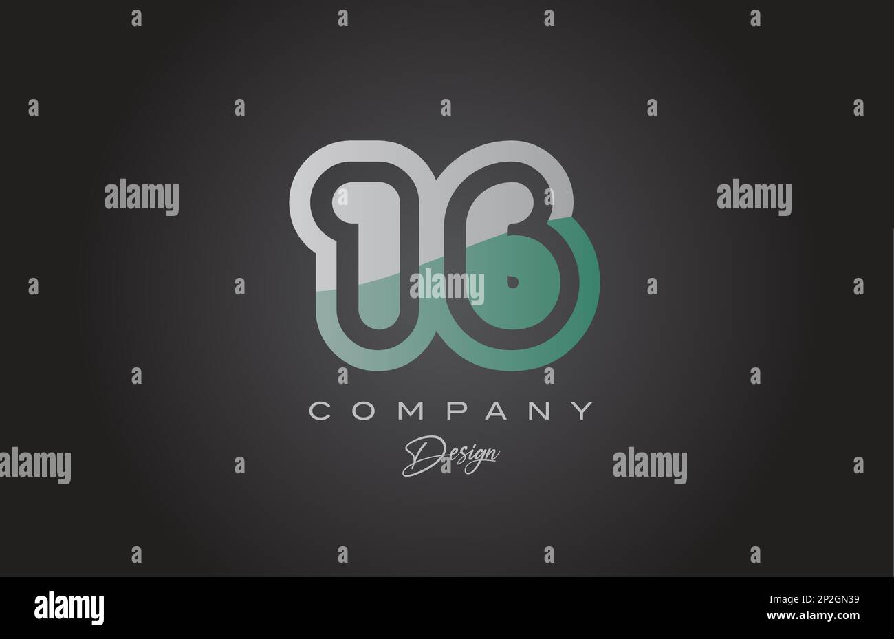 16 green grey number logo icon design. Creative template for business ...