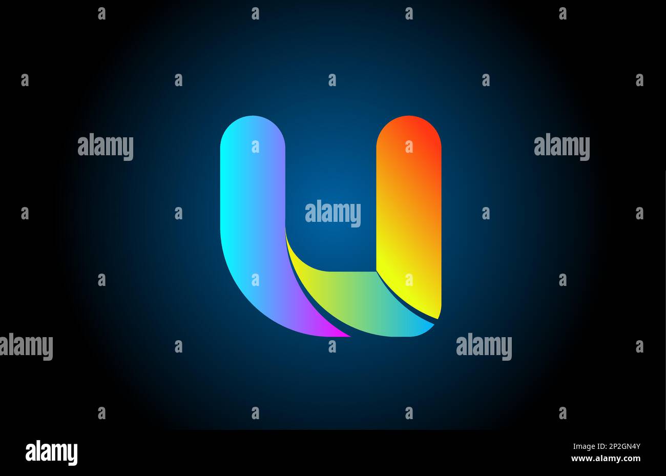 Colorful U alphabet letter logo icon design with blue yellow color ...