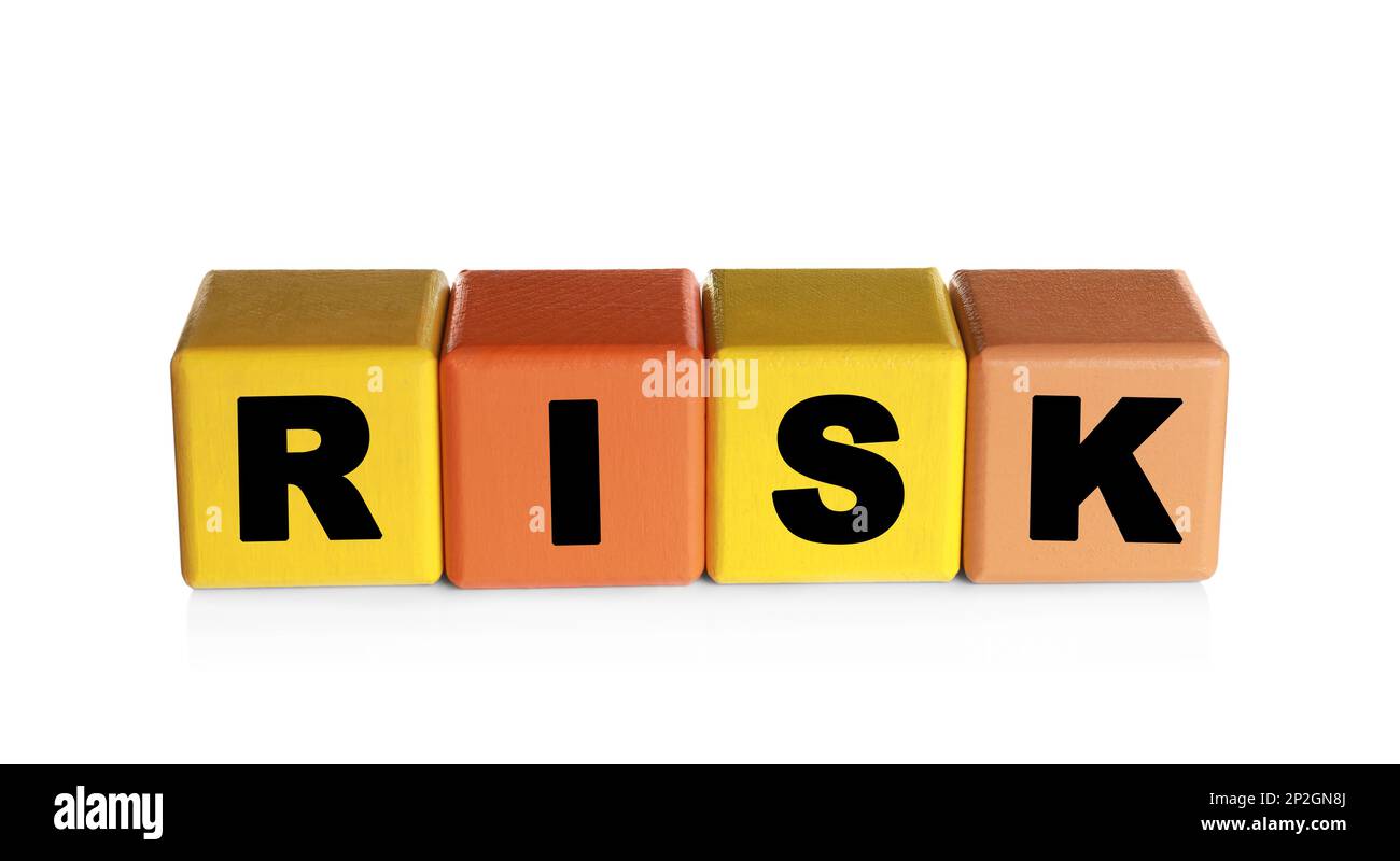 Word Risk made of colorful cubes on white background Stock Photo - Alamy