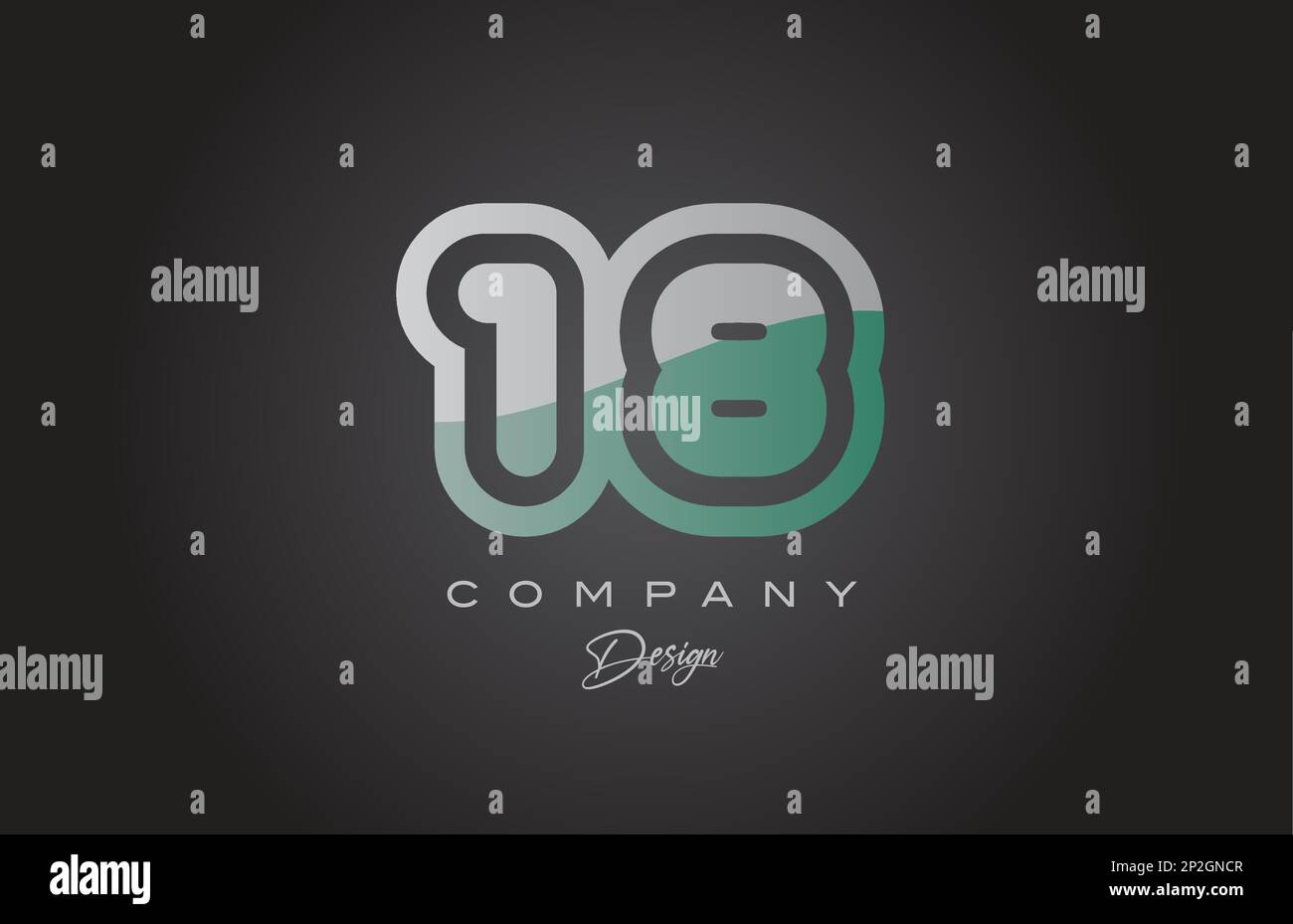 18 green grey number logo icon design. Creative template for business ...