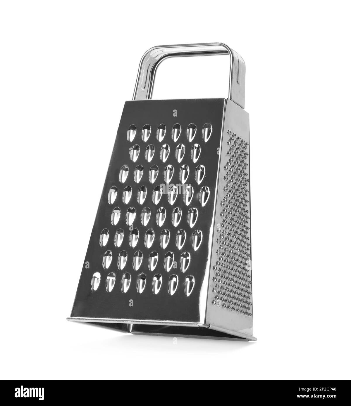 Stainless steel grater on white background. Kitchen utensil Stock Photo ...
