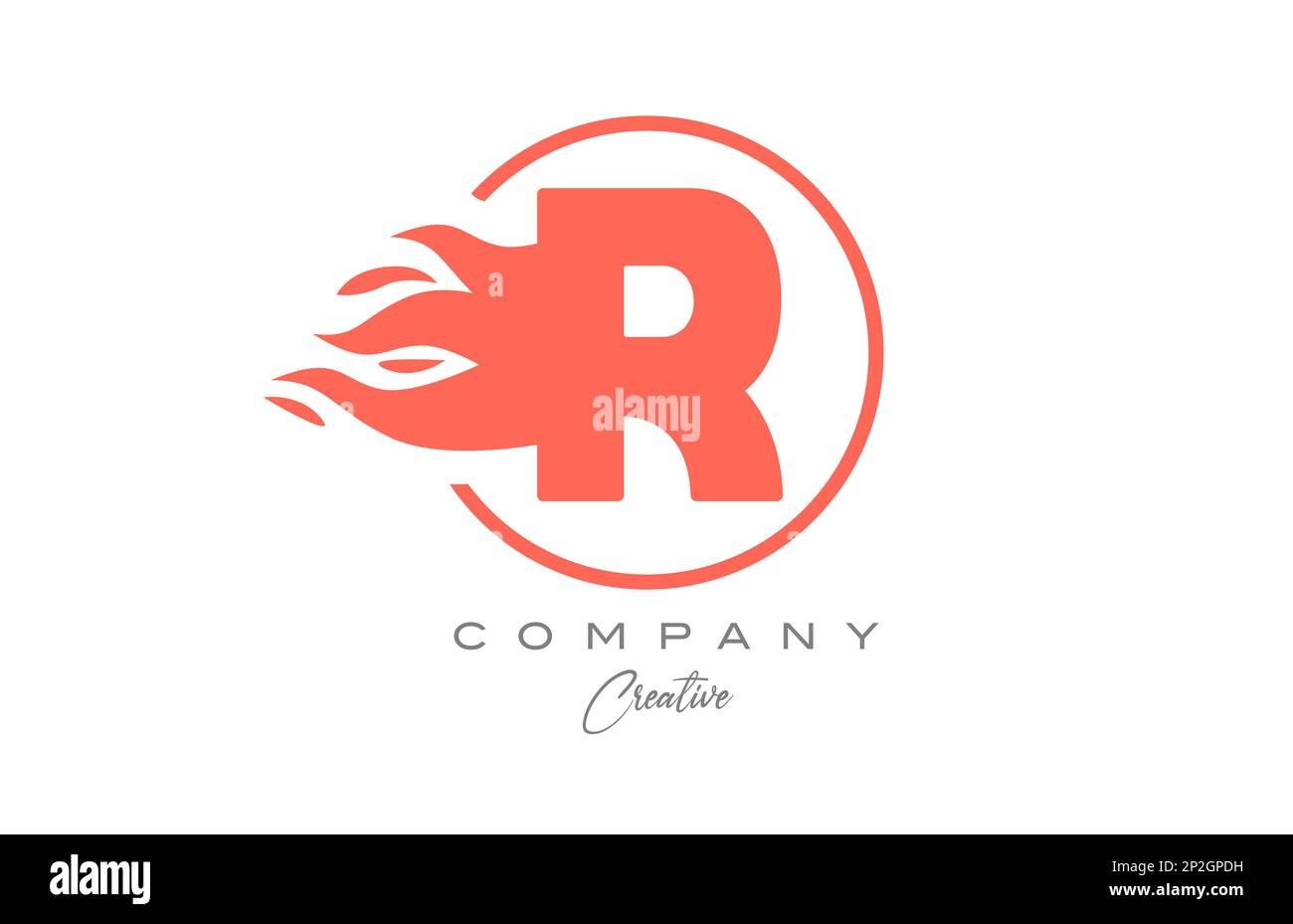 orange R alphabet letter icon for corporate with flames. Fire design ...