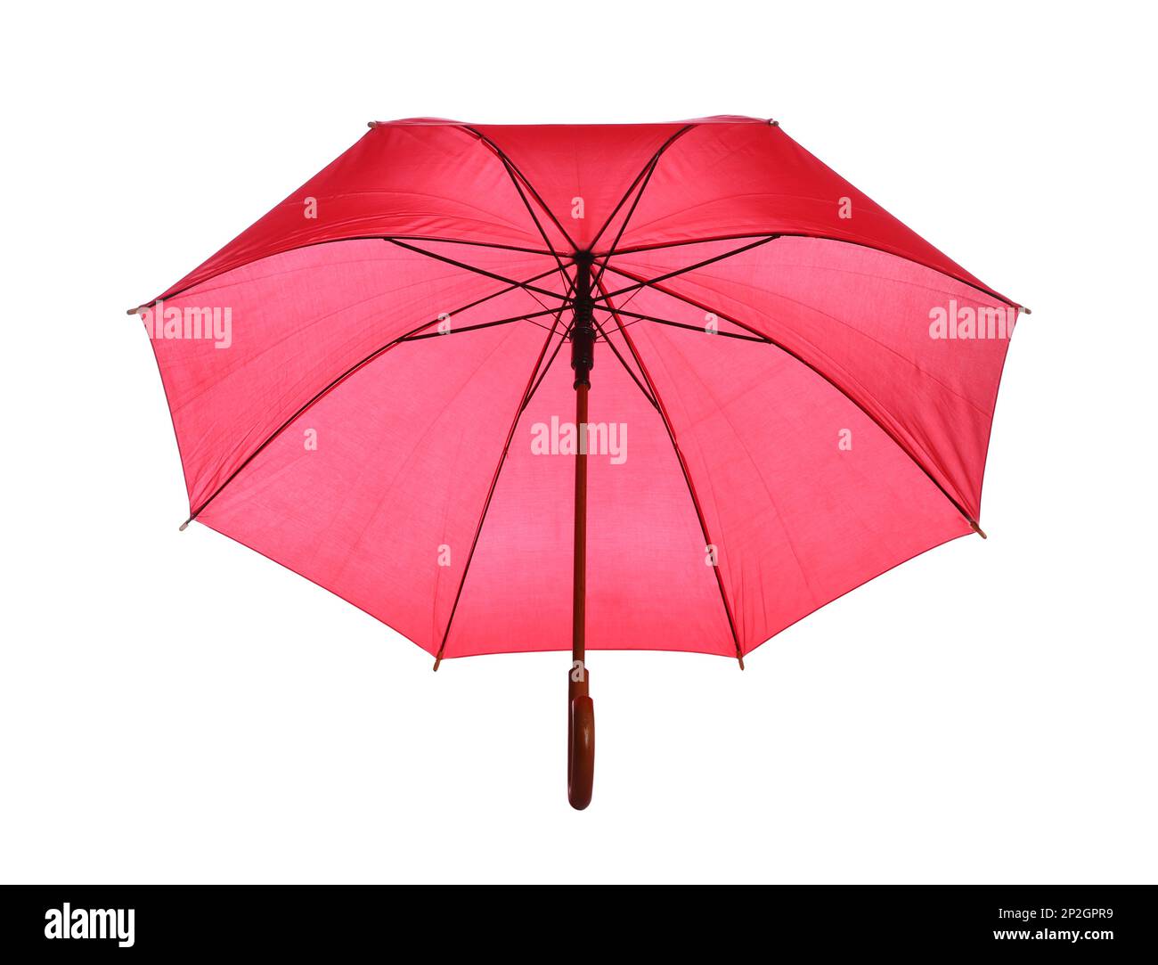 One open red umbrella isolated on white Stock Photo - Alamy
