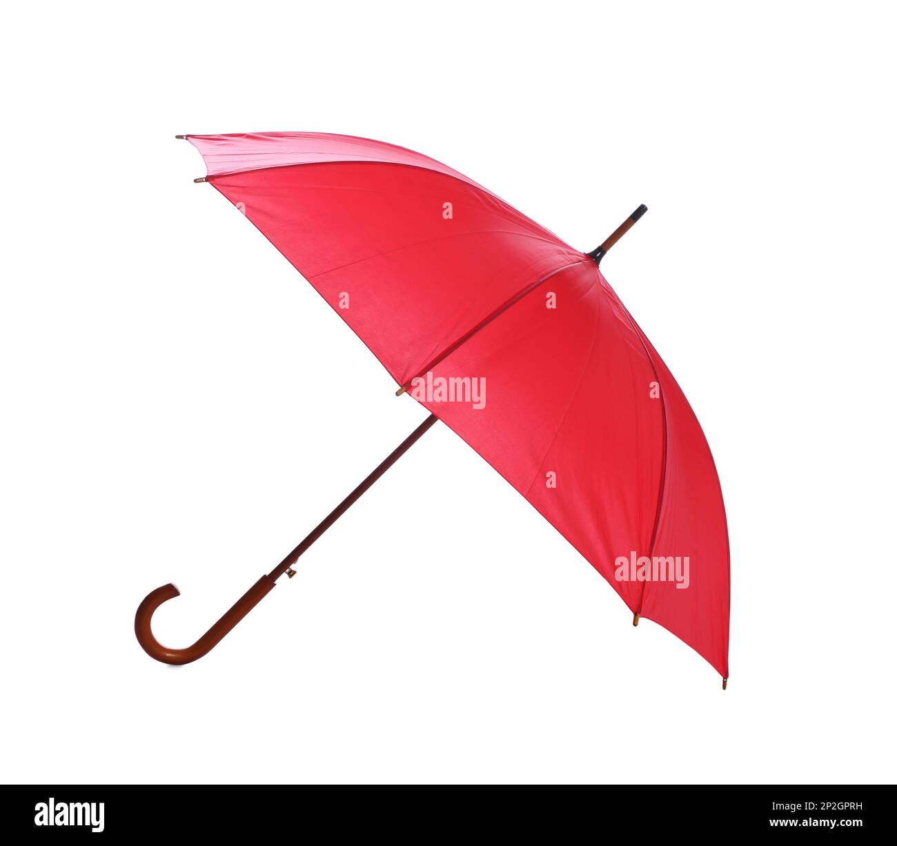 One open red umbrella isolated on white Stock Photo - Alamy