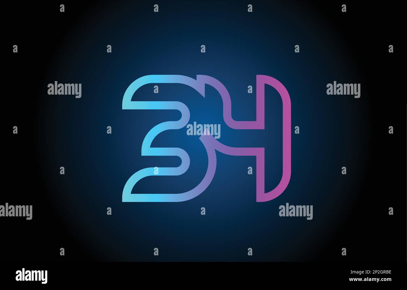 pink line 34 number logo icon design. Creative template for company and ...