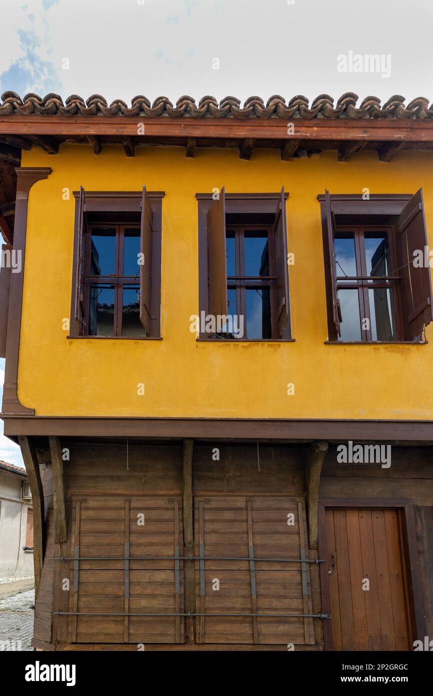 Public Silk Museum Soufli Evros Greece yellow building Stock Photo - Alamy