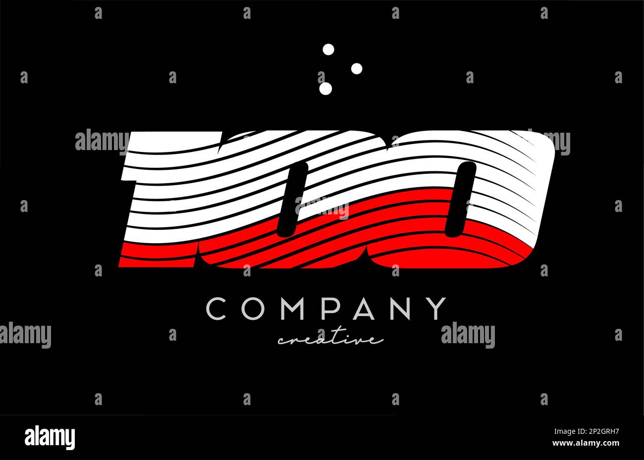 100 number logo with red white lines and dots. Corporate creative ...