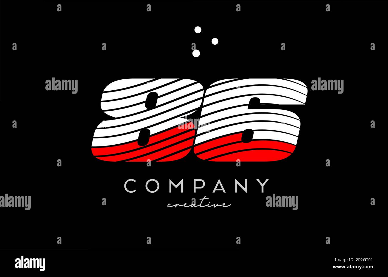 86 number logo with red white lines and dots. Corporate creative ...