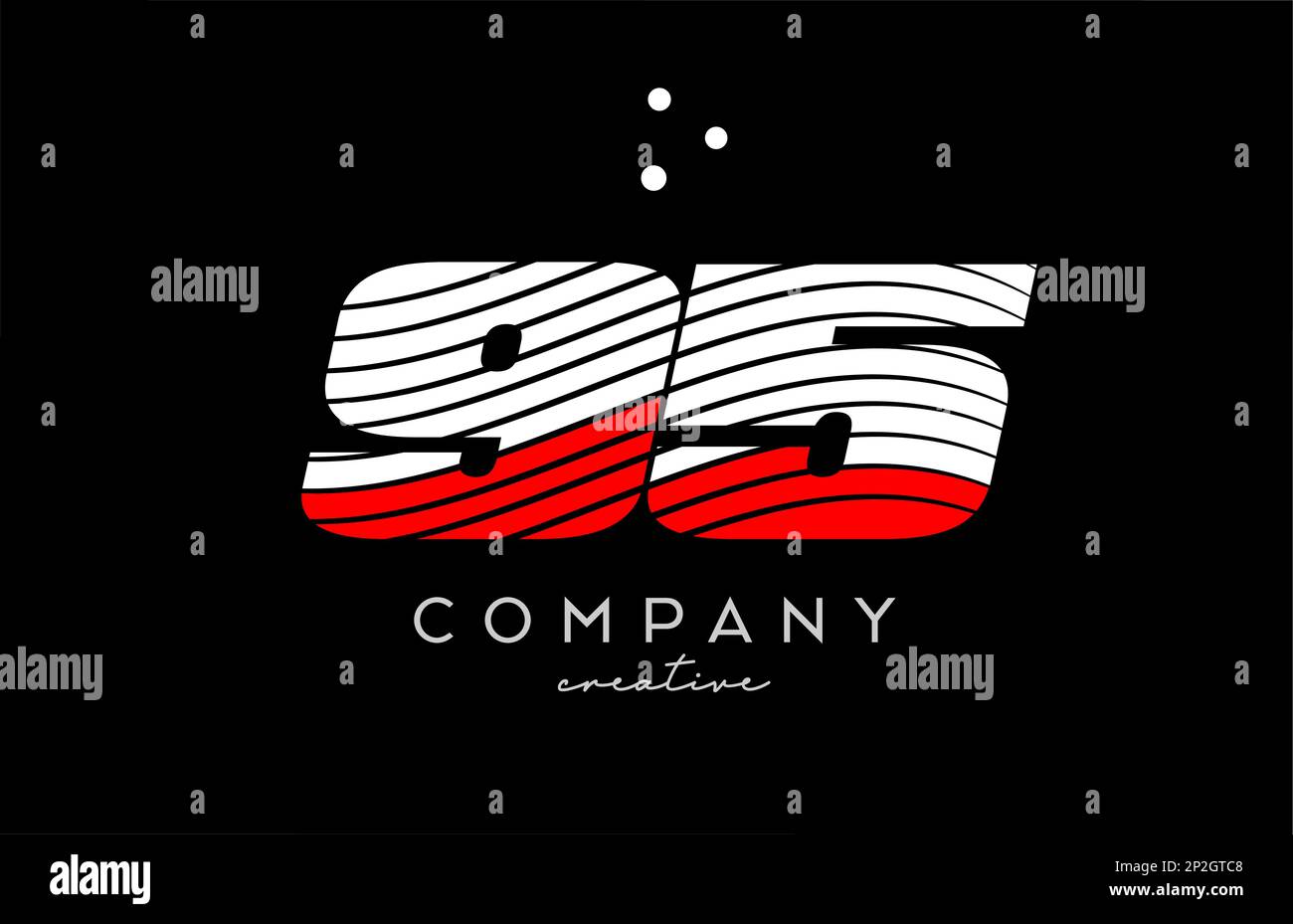 95 number logo with red white lines and dots. Corporate creative ...