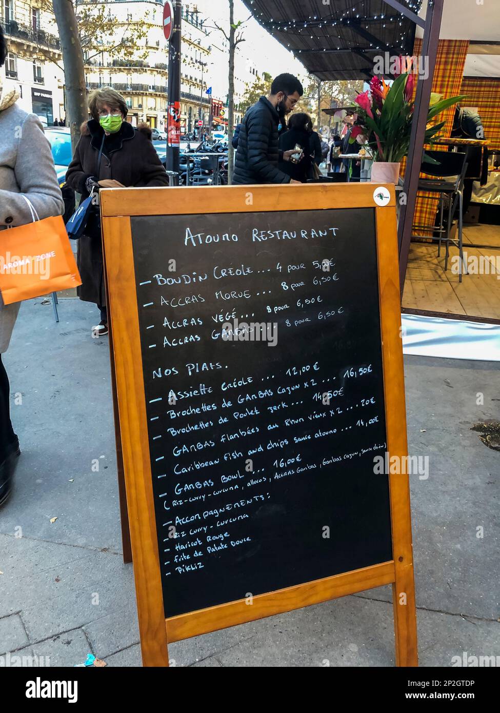 Paris, France, Detail French Restaurant Blackboard Menu, Sign, People ...