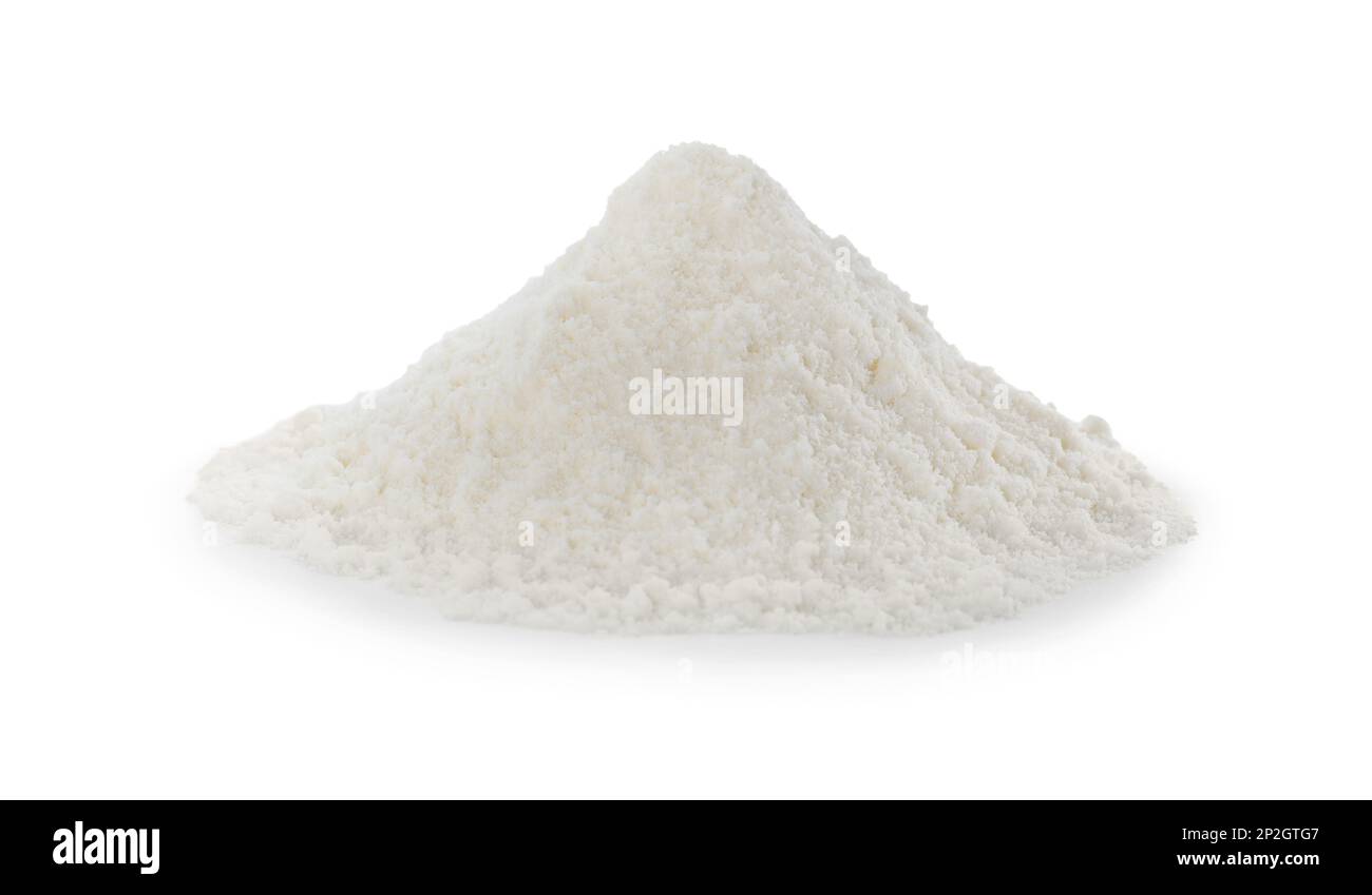 Heap of powdered infant formula on white background. Baby milk Stock ...
