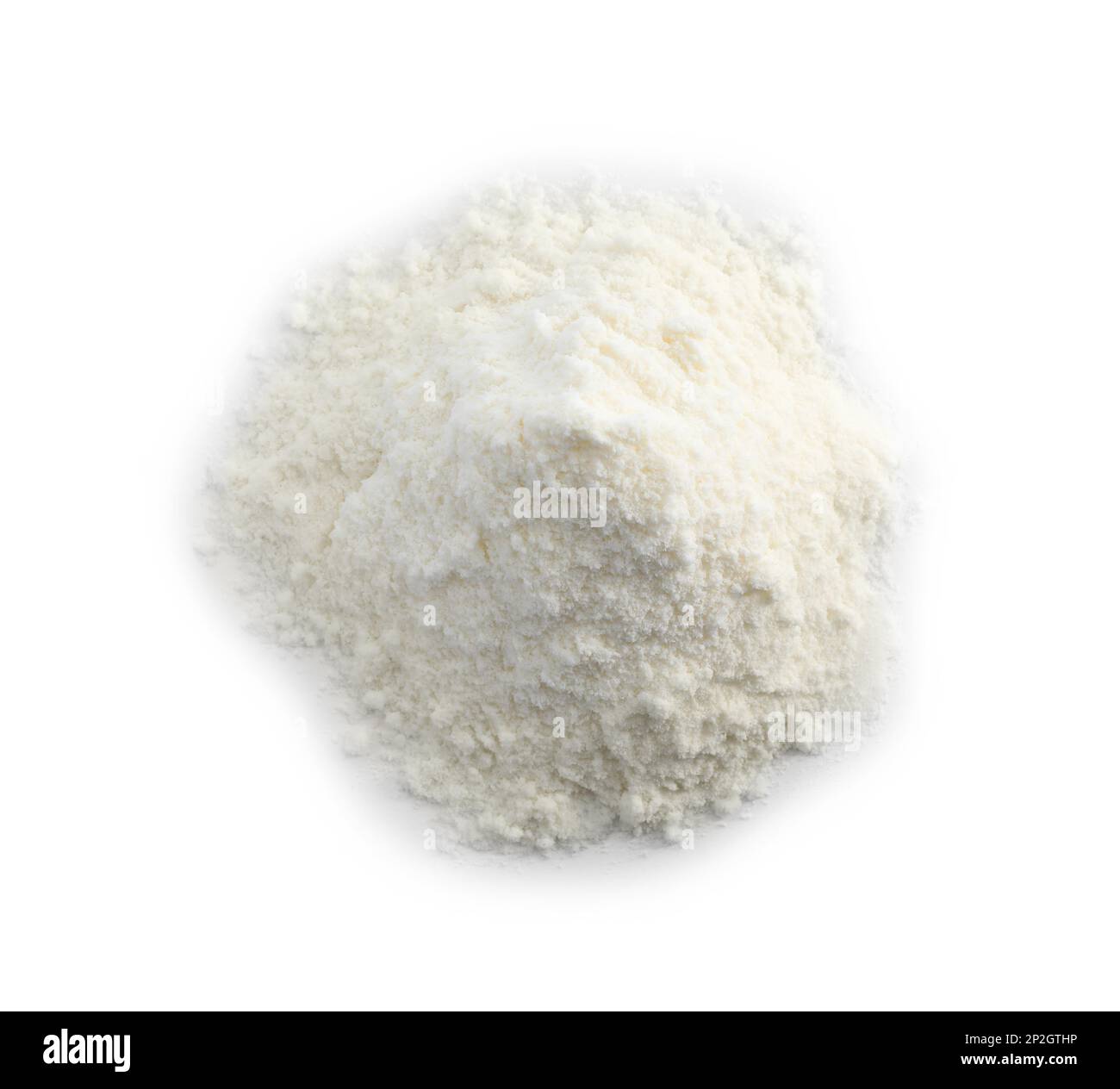 Heap of powdered infant formula on white background, top view. Baby ...