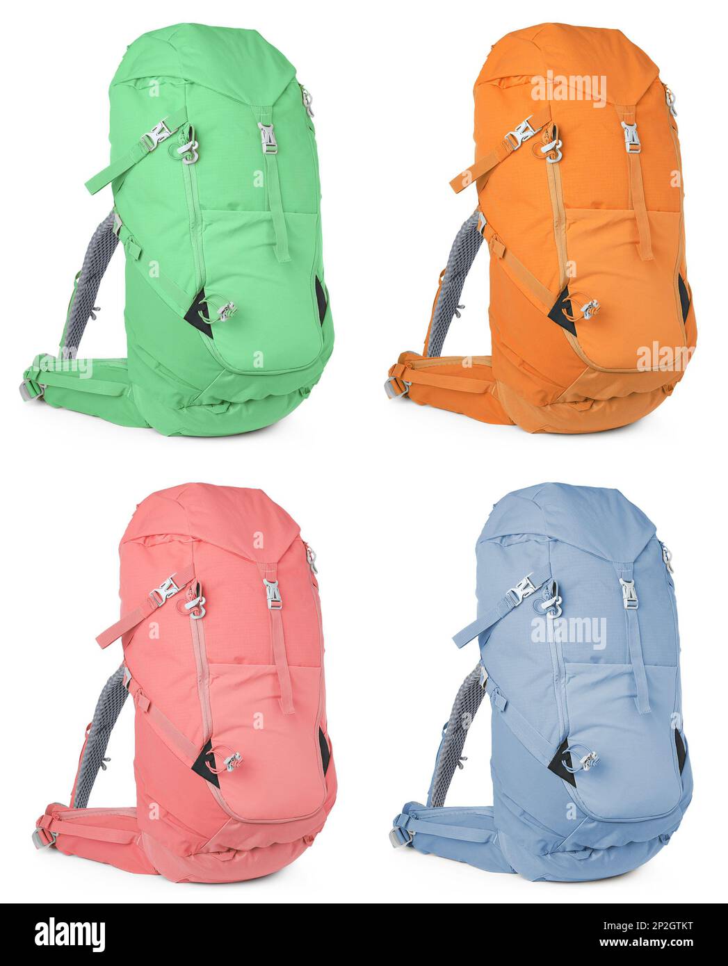 Different hiking backpacks on white background, collage Stock Photo - Alamy