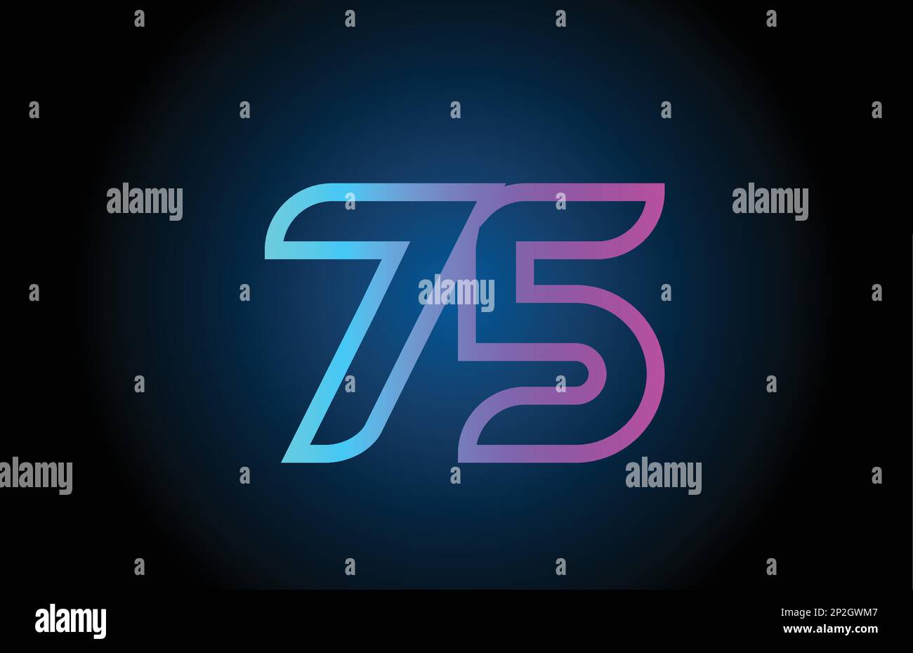 pink line 75 number logo icon design. Creative template for company and ...