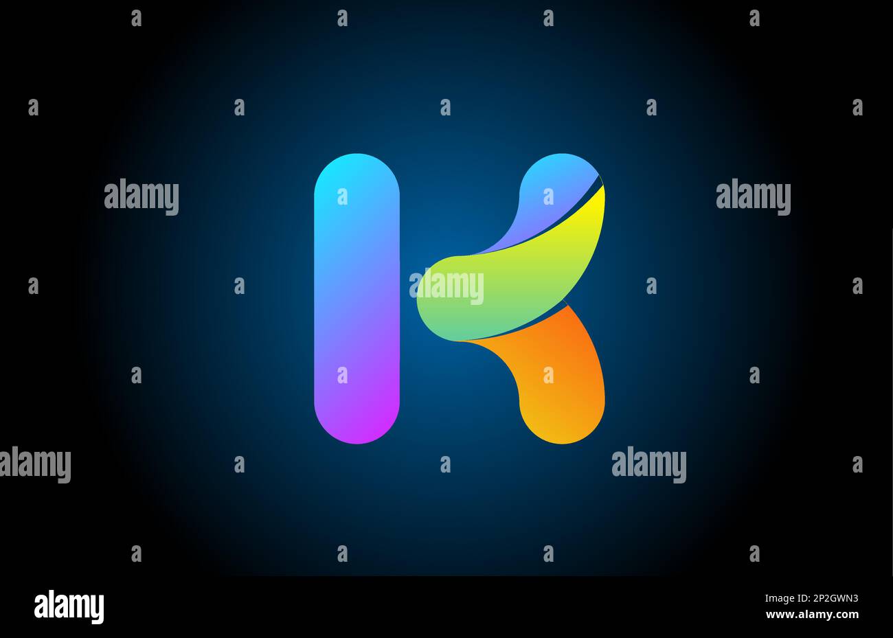 Colorful K alphabet letter logo icon design with blue yellow color ...