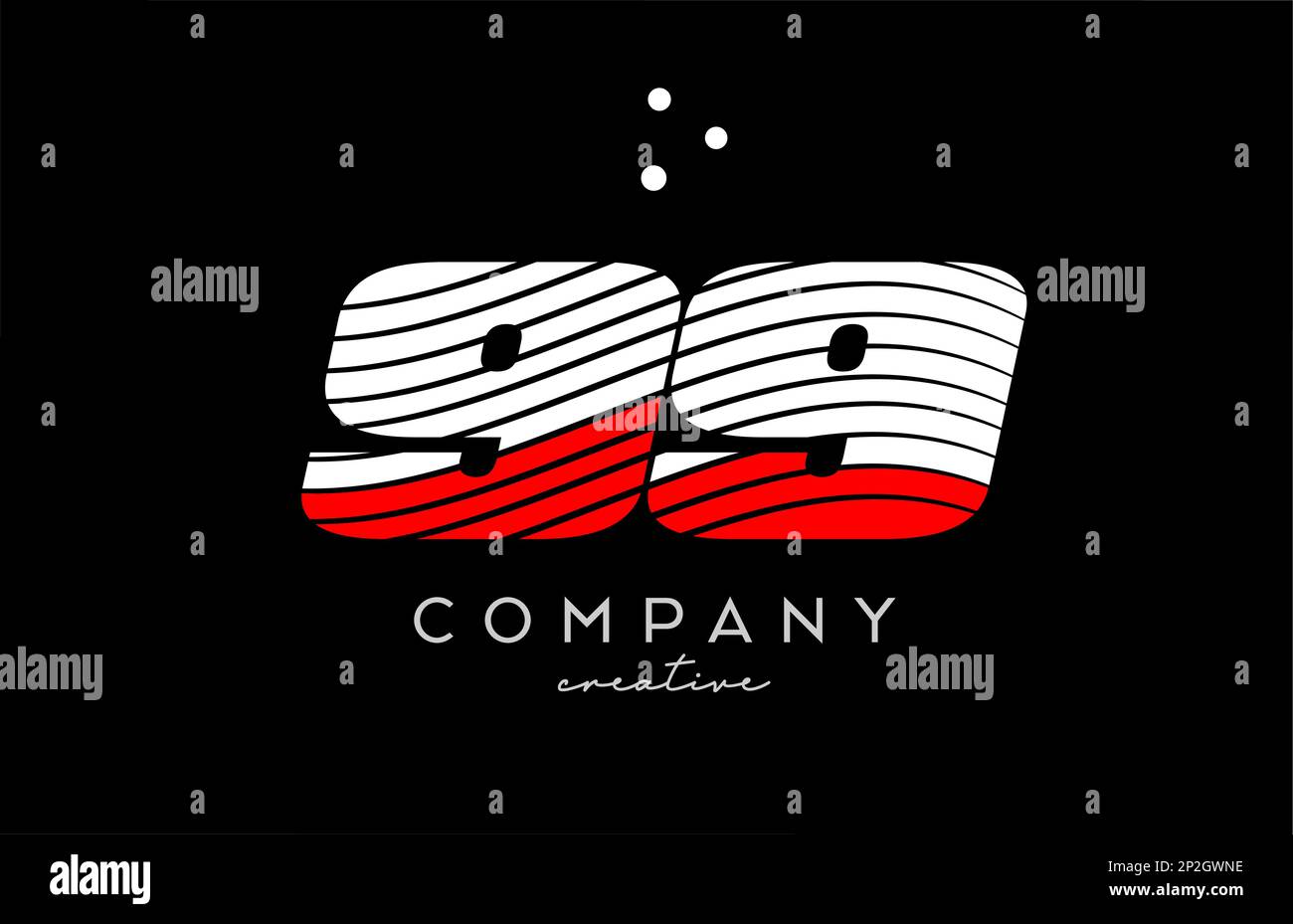 99 number logo with red white lines and dots. Corporate creative ...