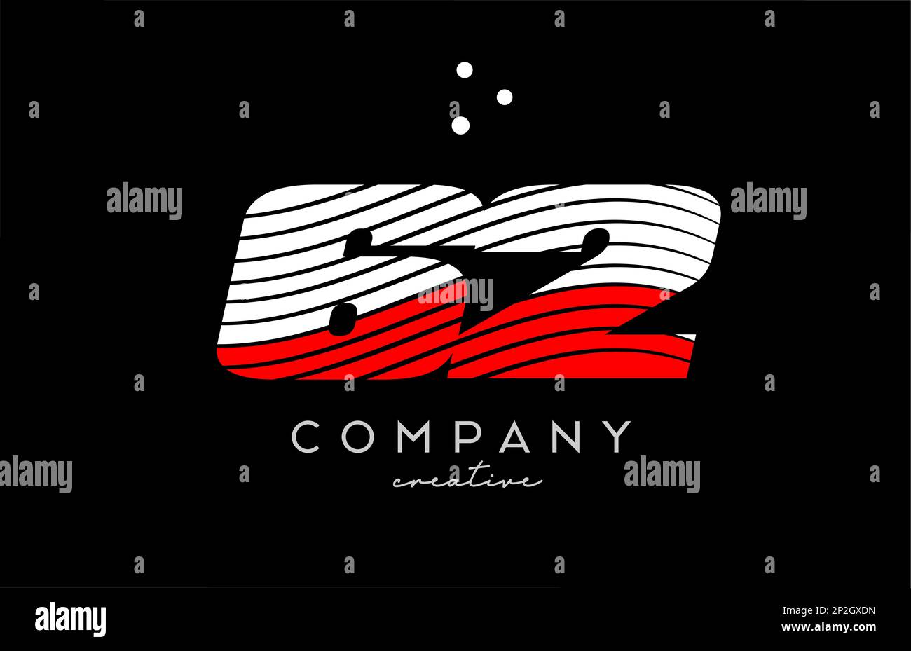 62 number logo with red white lines and dots. Corporate creative ...