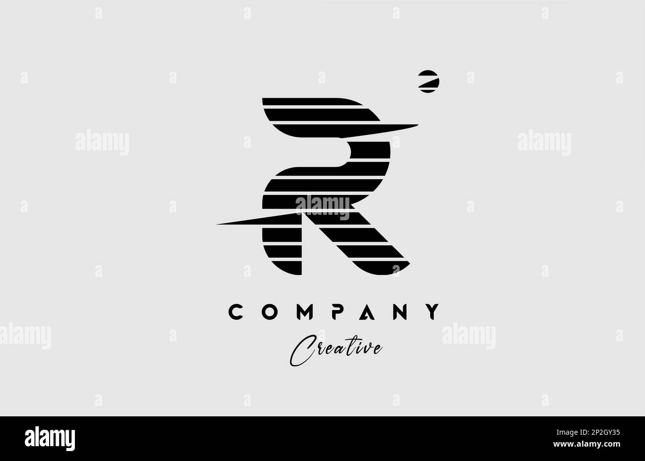 lines R alphabet letter logo icon design in black and white. Creative ...