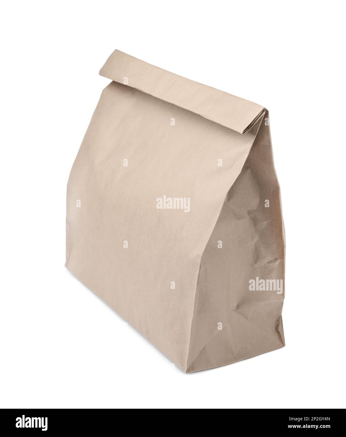 Closed kraft paper bag isolated on white Stock Photo - Alamy