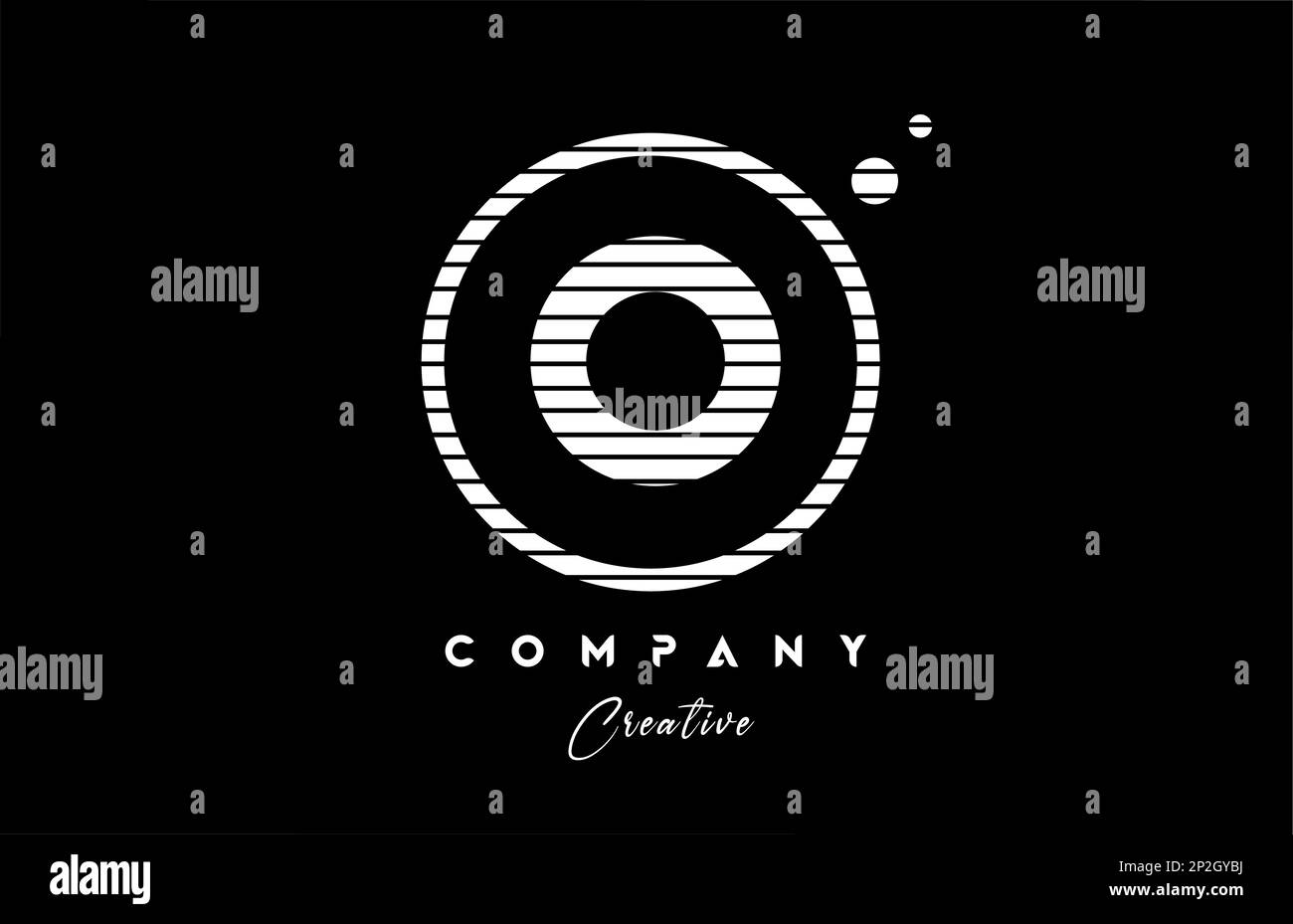 O alphabet letter logo icon design with black and white line stripe and ...