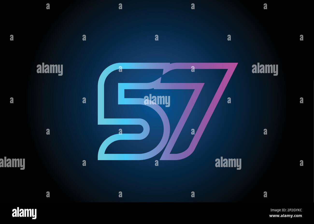 pink line 57 number logo icon design. Creative template for company and ...