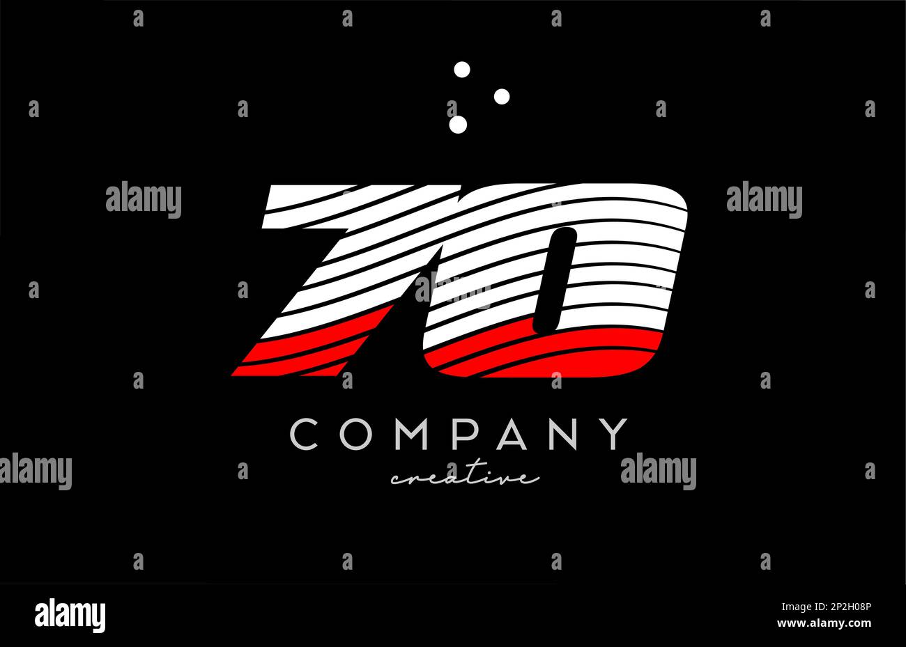 70 number logo with red white lines and dots. Corporate creative ...