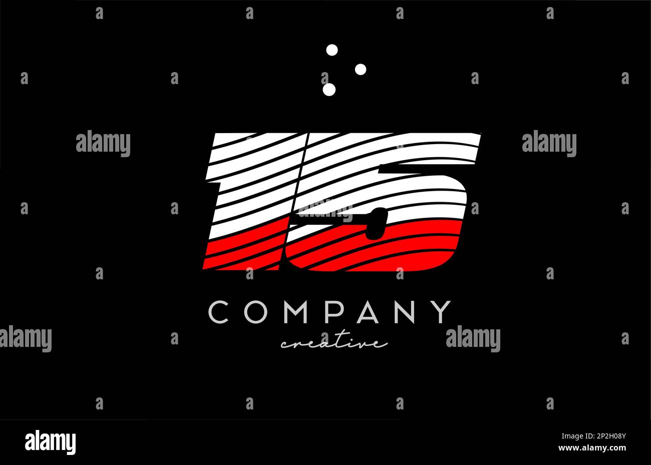 15 number logo with red white lines and dots. Corporate creative ...