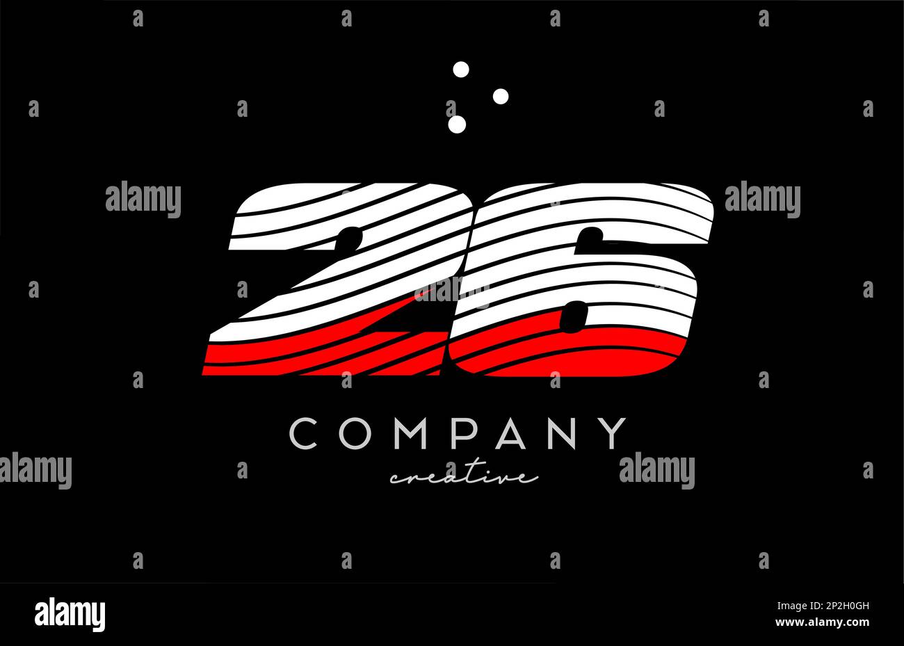 26 number logo with red white lines and dots. Corporate creative ...