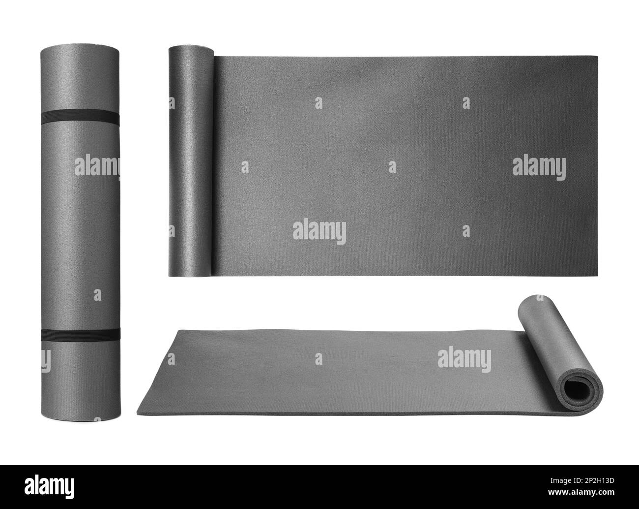Set with grey camping mats on white background Stock Photo - Alamy