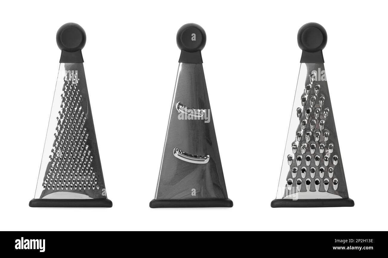 Stainless steel graters on white background, collage Stock Photo - Alamy