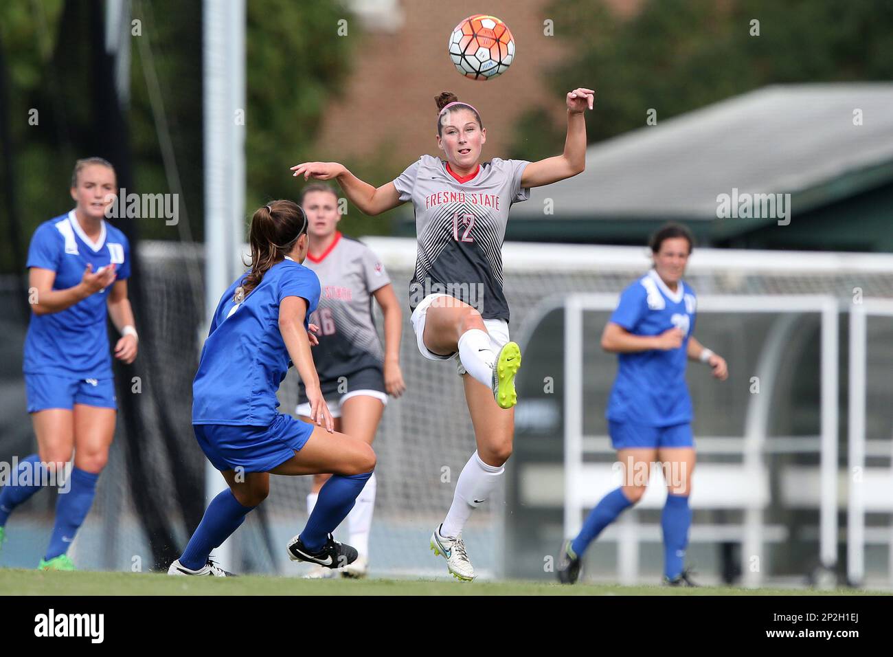 21 August 2015: Fresno State's Alyssa Holsworth (12) and Duke's Taylor ...