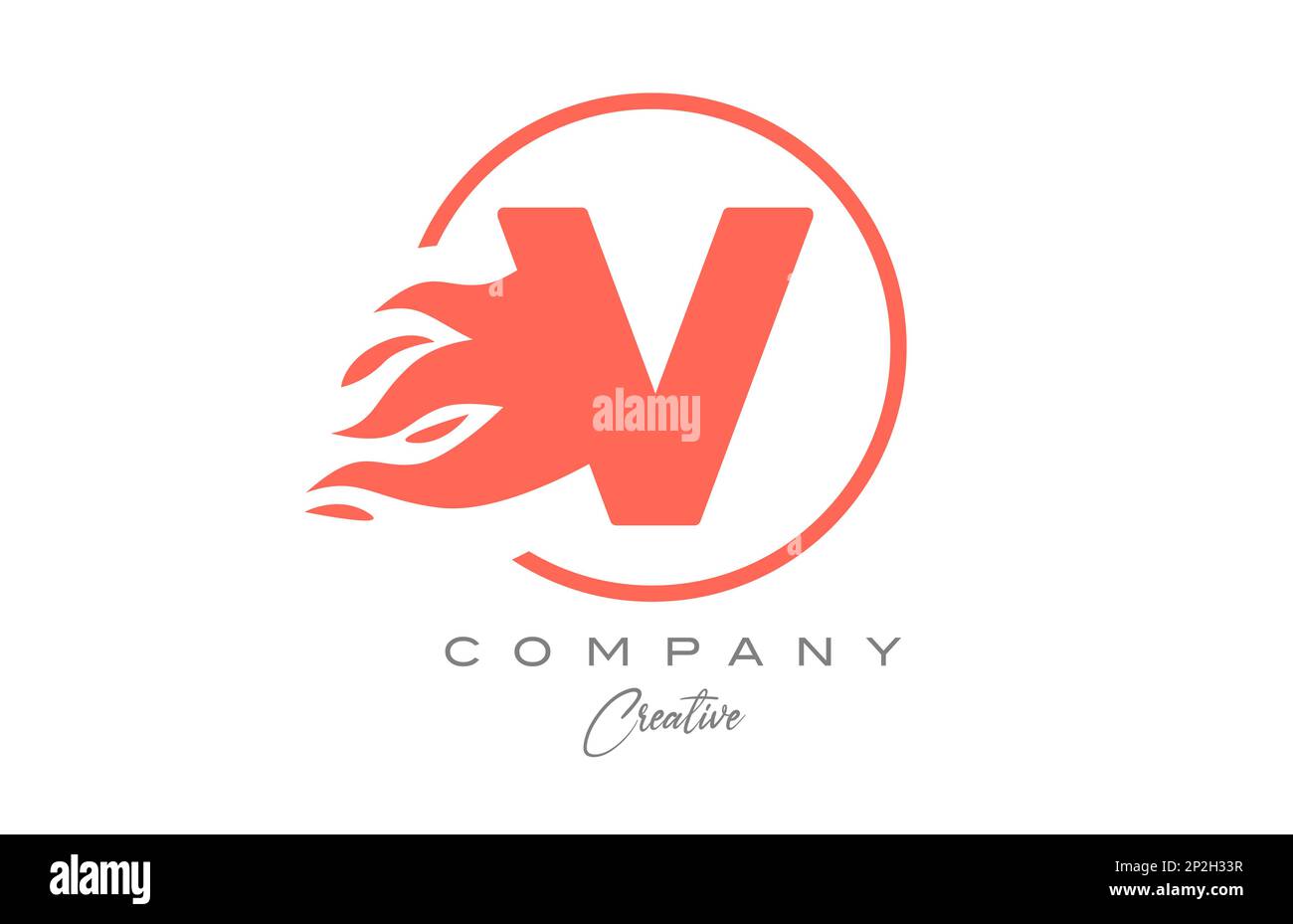 orange V alphabet letter icon for corporate with flames. Fire design ...