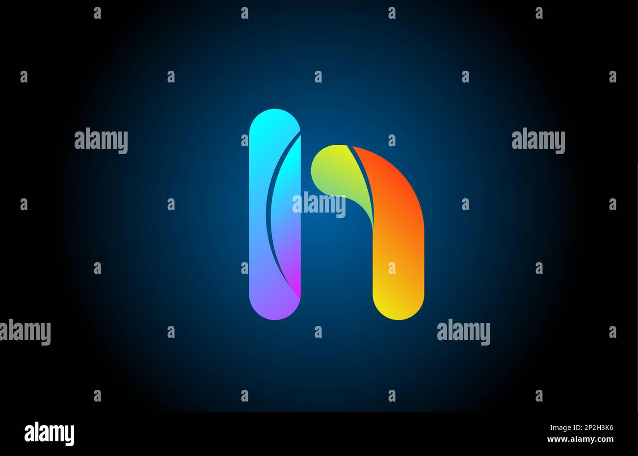 Colorful H alphabet letter logo icon design with blue yellow color ...