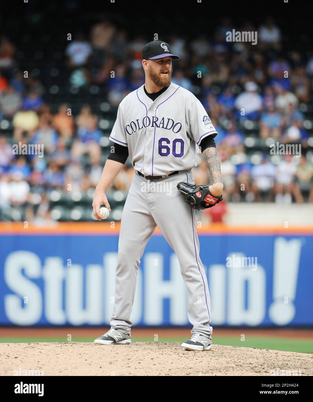 Colorado Rockies pitcher Justin Miller (60) during game against the New ...