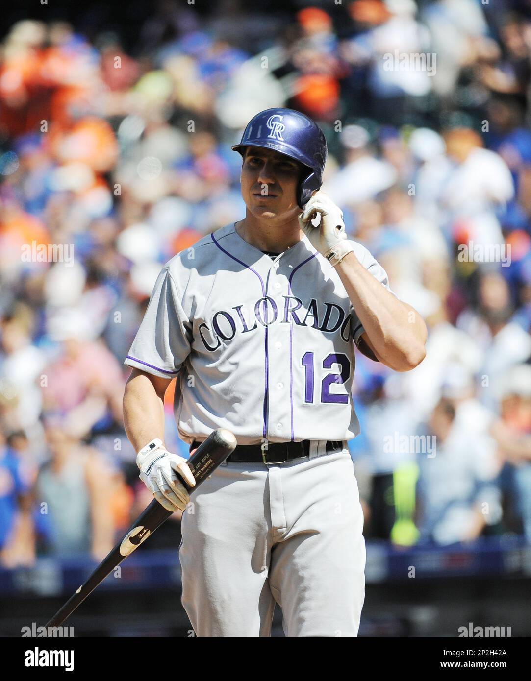 Colorado Rockies infielder Matt McBride (12) during game against the New York Mets at Citi Field ...