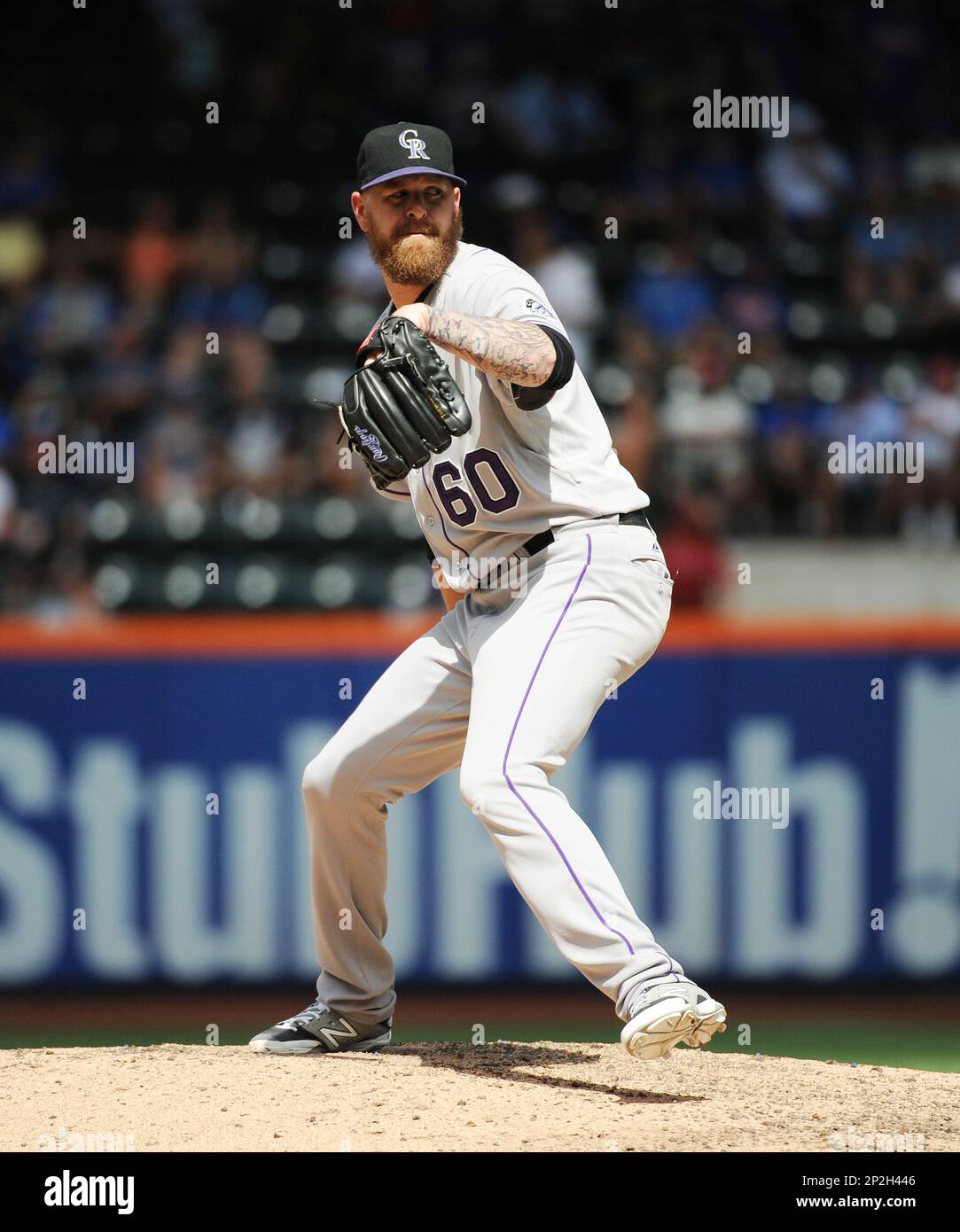 Colorado Rockies pitcher Justin Miller (60) during game against the New ...