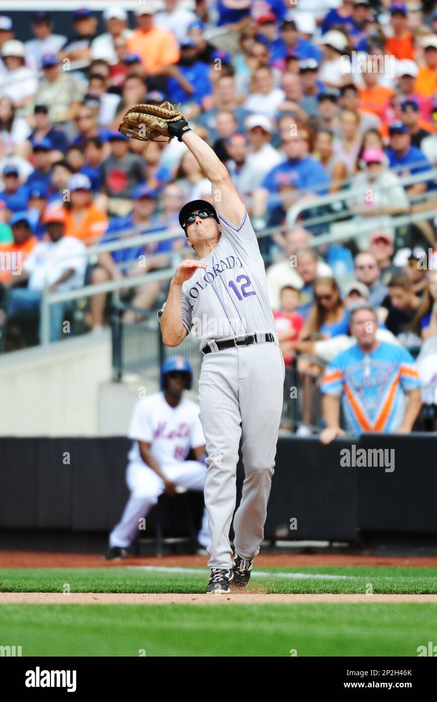 Colorado Rockies infielder Matt McBride (12) during game against the ...